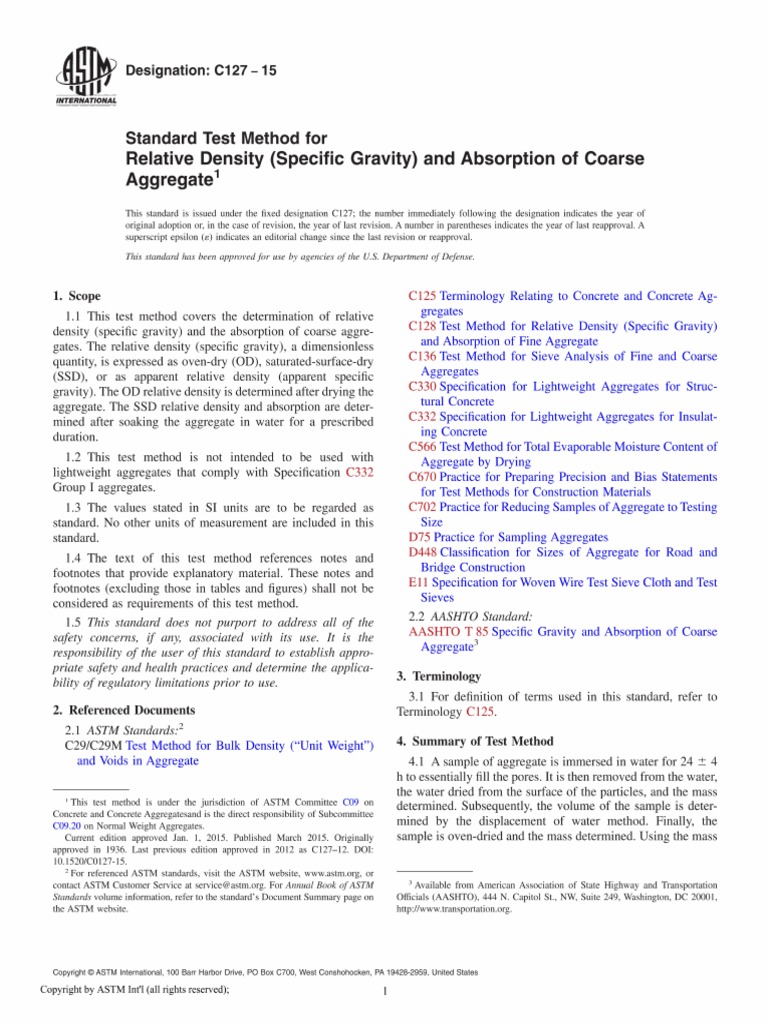 Astm C 127 | PDF