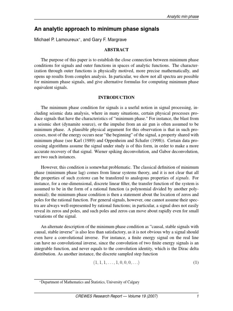 2007-35 An Analitic Approach To Minimum Phase Signal | PDF
