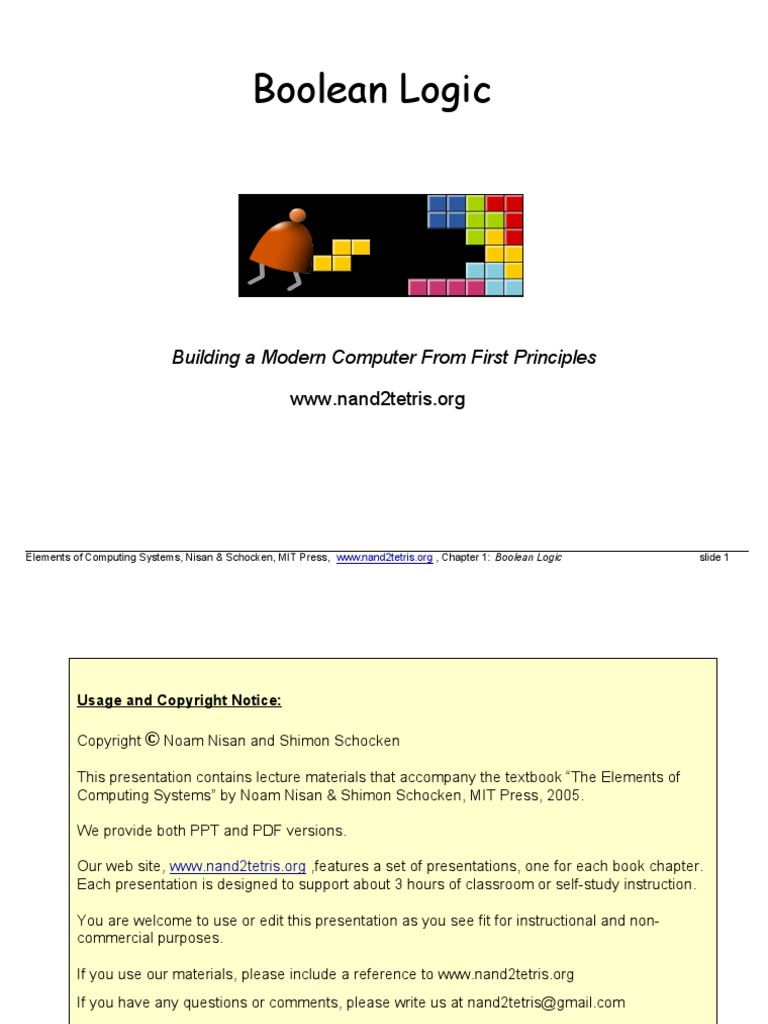 Lecture 01 Boolean Logic | PDF Lecture 01 Boolean Logic | PDF