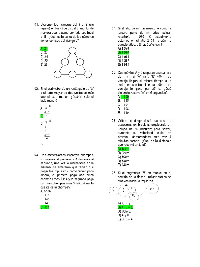 15 Preguntas - Razonamiento Matematico | PDF | Sustracción | Matemáticas