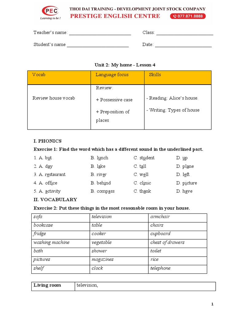 Unit 2: My Home - Lesson 4 | PDF