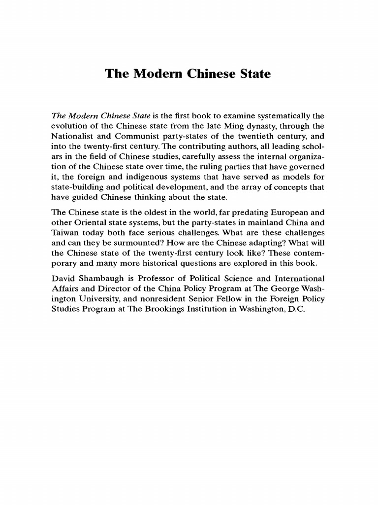 Shambaugh David - The Modern Chinese State (Cambridge Modern China ...