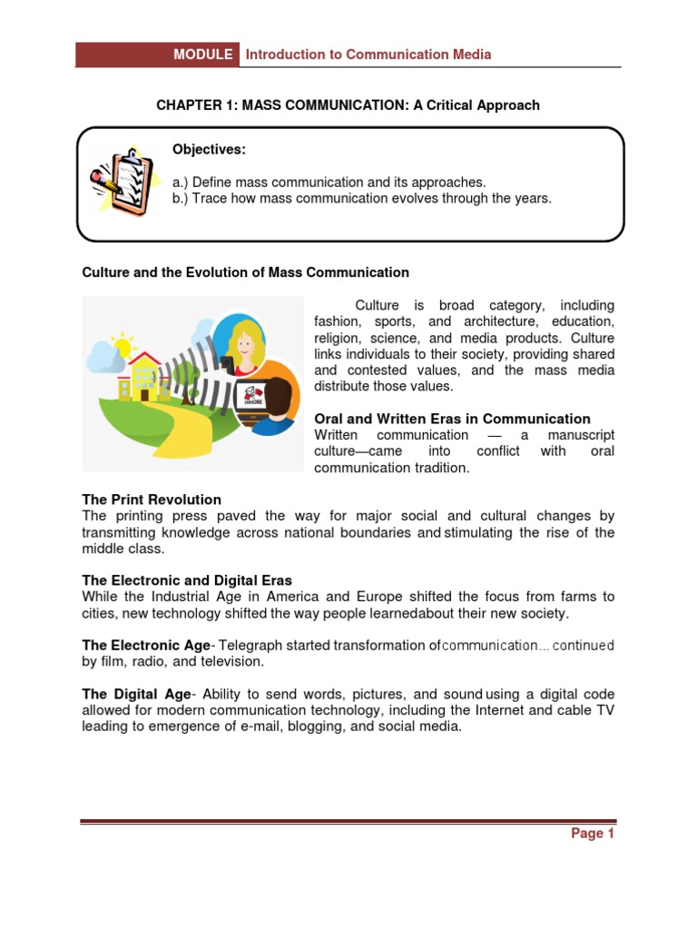 MODULE CHAPTER 1-Mass Communication | PDF | Mass Media | Communication