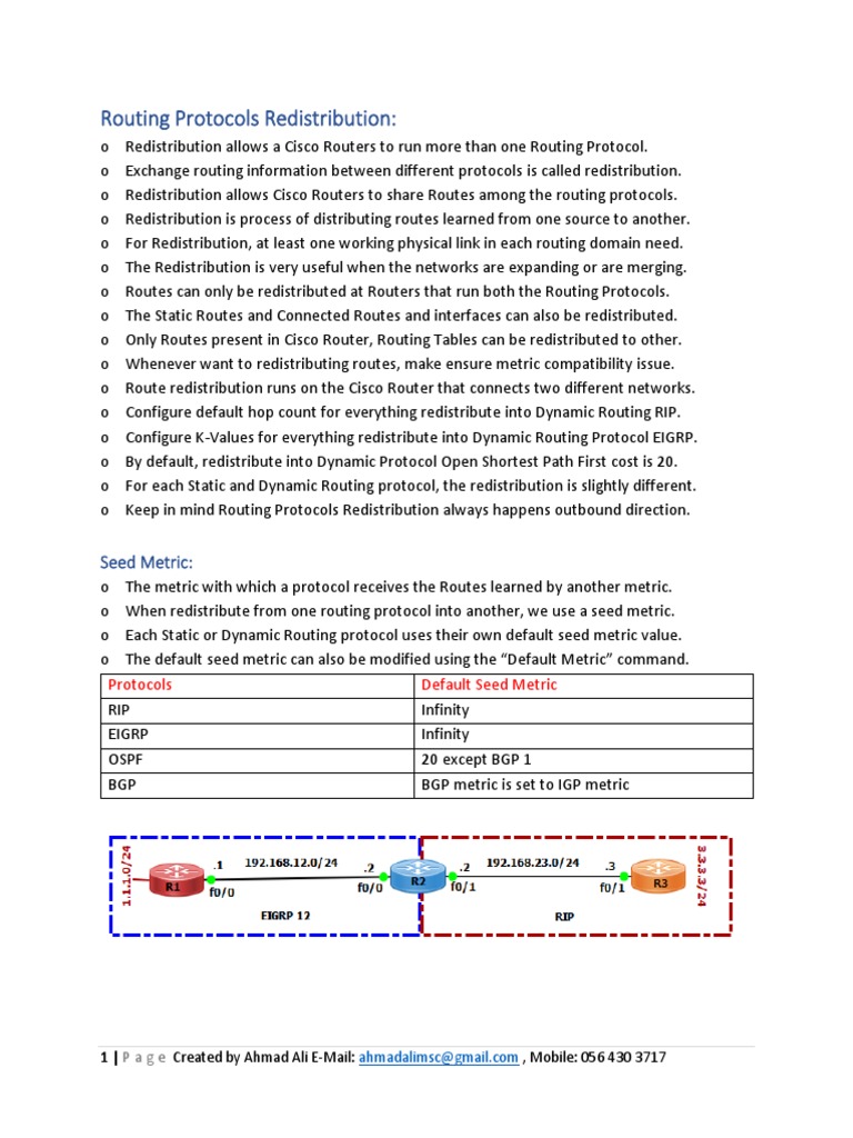 26 Routing Protocols Redistribution Pdf