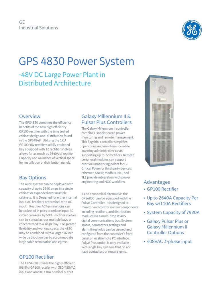 GPS4830 Large Power Plant Data Sheet | Download Free PDF | Rectifier | Digital Subscriber Line