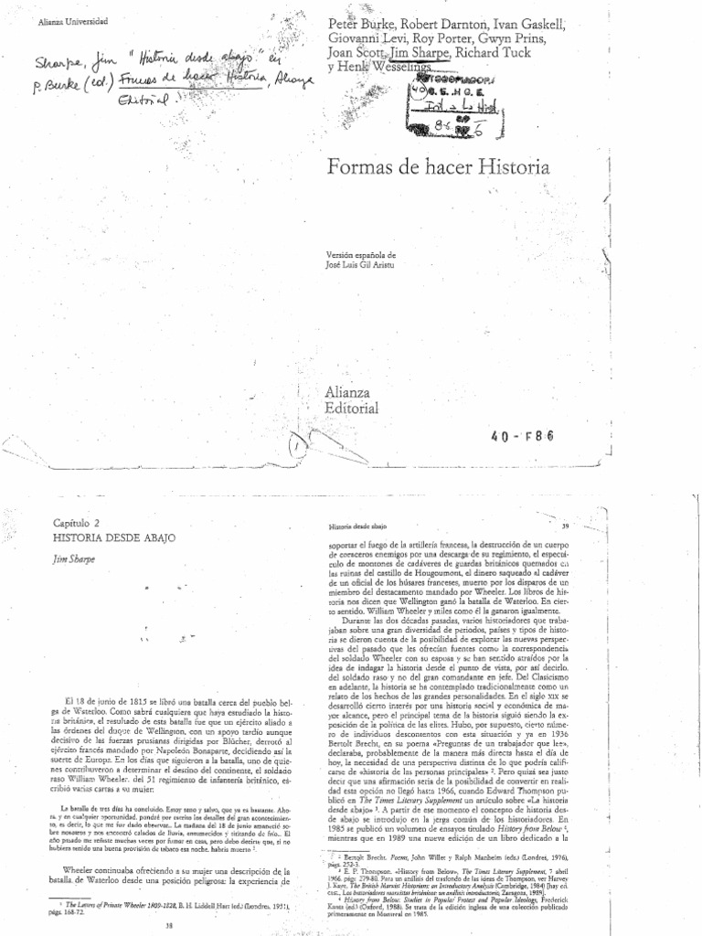 Jim Sharpe - La Historia Desde Abajo | PDF