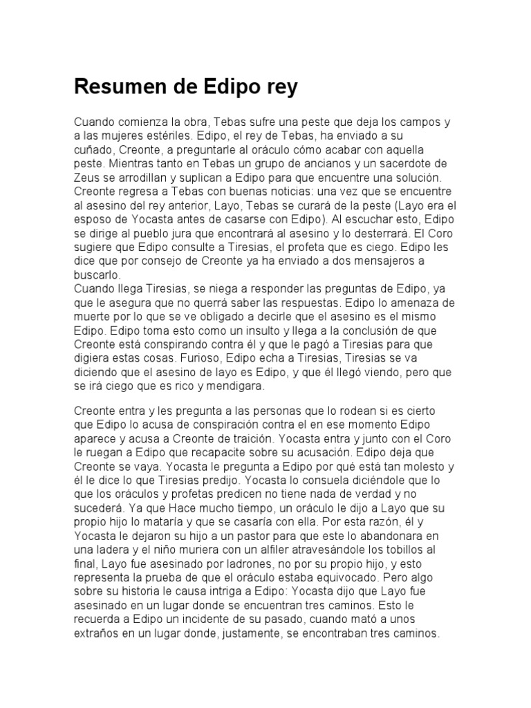 Resumen Edipo Rey | PDF | Edipo