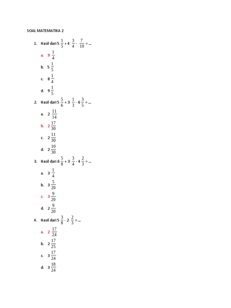 8. penjumlahan pengurangan pecahan campuran | PDF