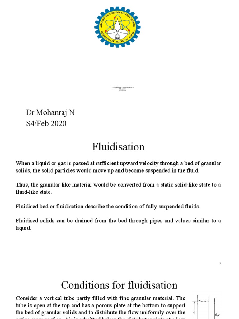 MODULE 2.1 PPT2.1 Fluidisation | PDF | Fluidization | Materials
