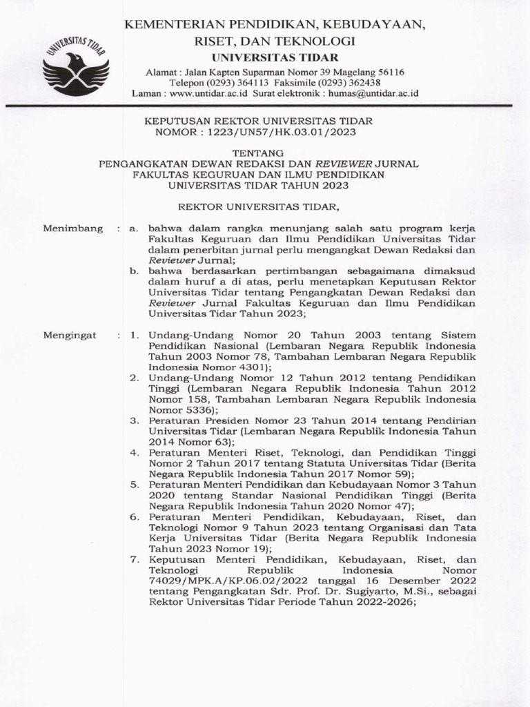 Dewan Redaksi Dan Reviewer Jurnal FKIP 2023 | PDF