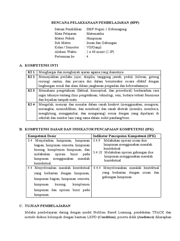 RPP KD 3.4 SMP VII Pert. 4 | PDF | Komputer