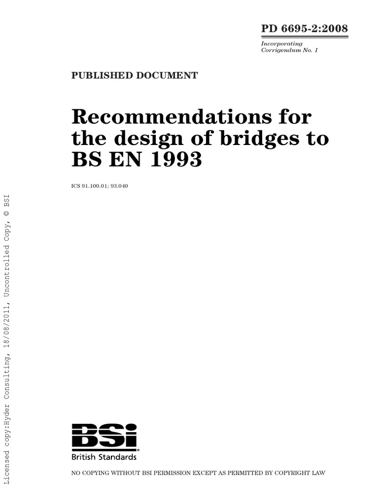 BS en 1993-1-9 PD 6695-2 Recommendations For The Design of Bridges To ...