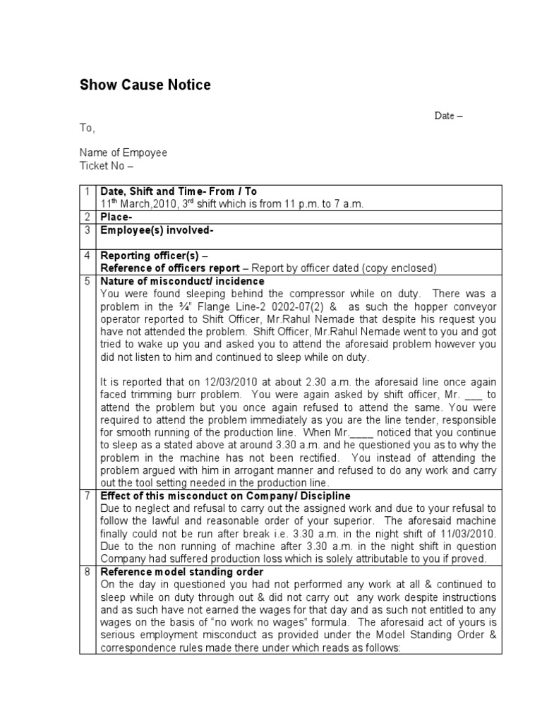 Format For Show Cause Notice | PDF