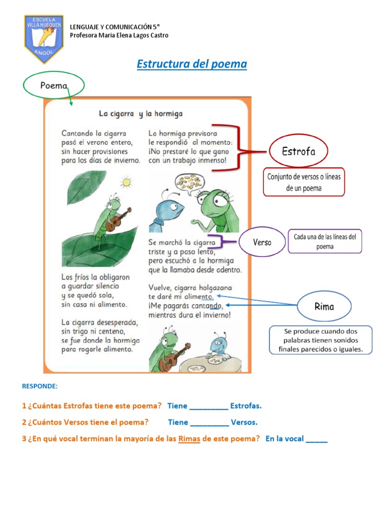 Estructura Del Poema5° | PDF | Estudios de idiomas extranjeros