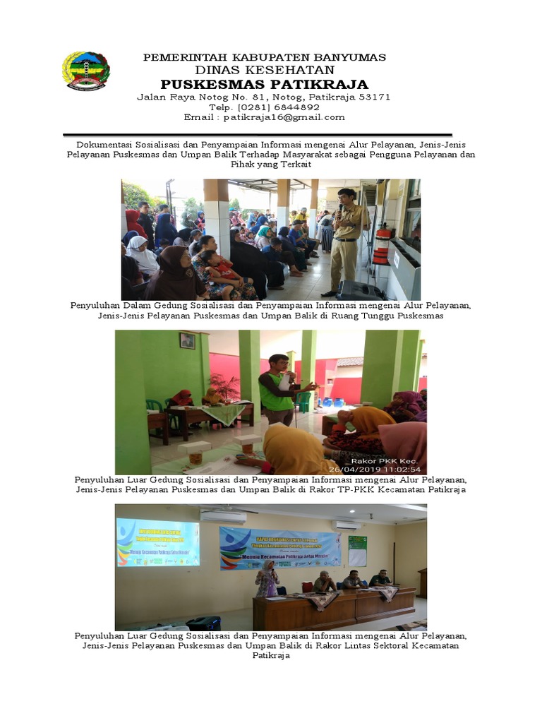 Dokumentasi Sosialisasi Pelayanan Dan Umpan Balik Puskesmas | PDF | Pengembangan Diri