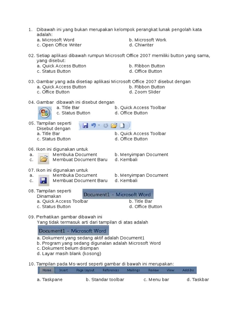 Kuis Microsoft Office 2007 | PDF