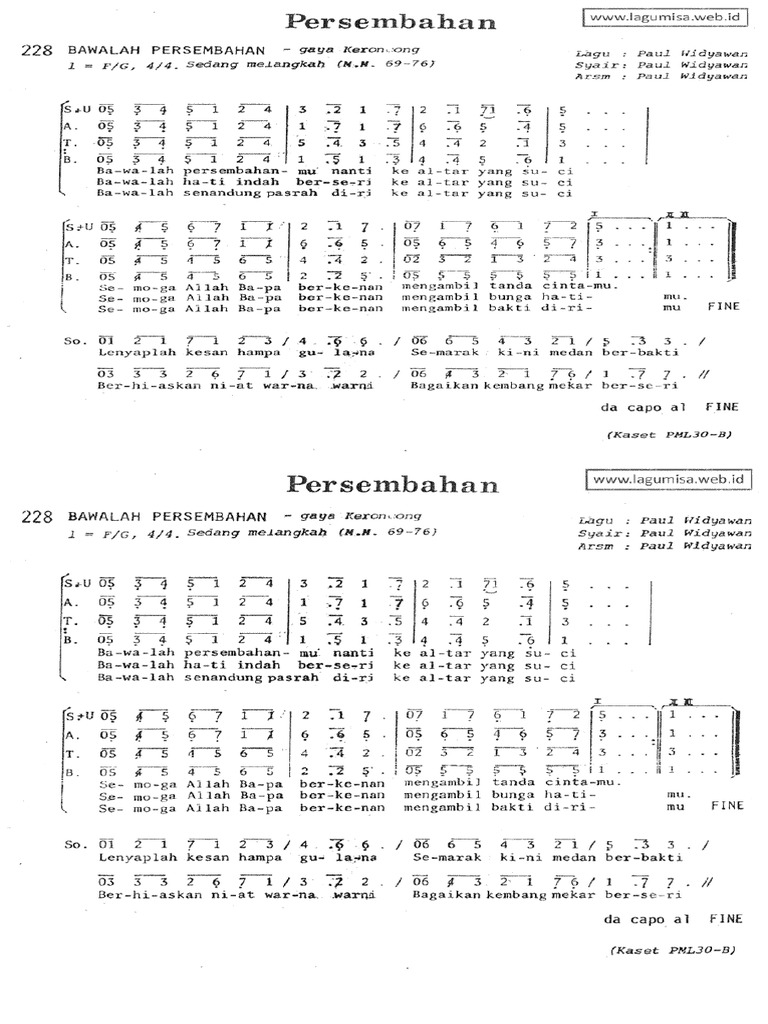 BAWALAH PERSEMBAHAN - MADAH BAKTI | PDF