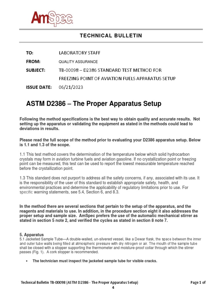 TB-00098 (ASTM D2386 - The Proper Apparatus Setup) | PDF | Coolant | Ethanol