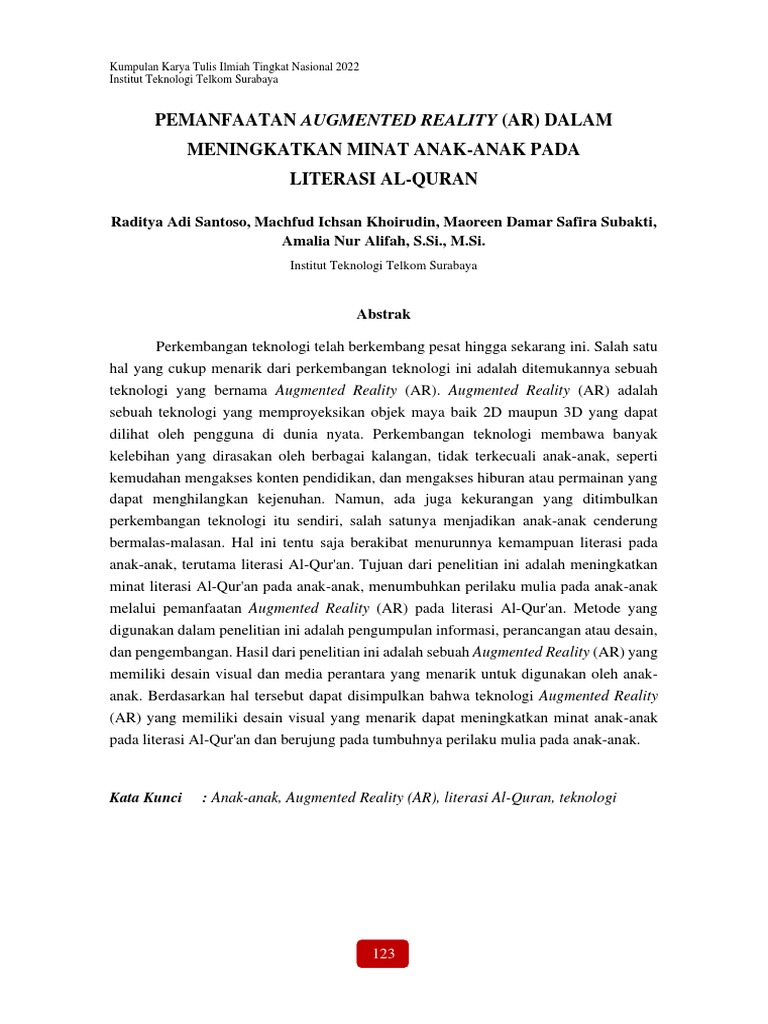 Pemanfaatan Augmented Reality (Ar) Dalam | PDF