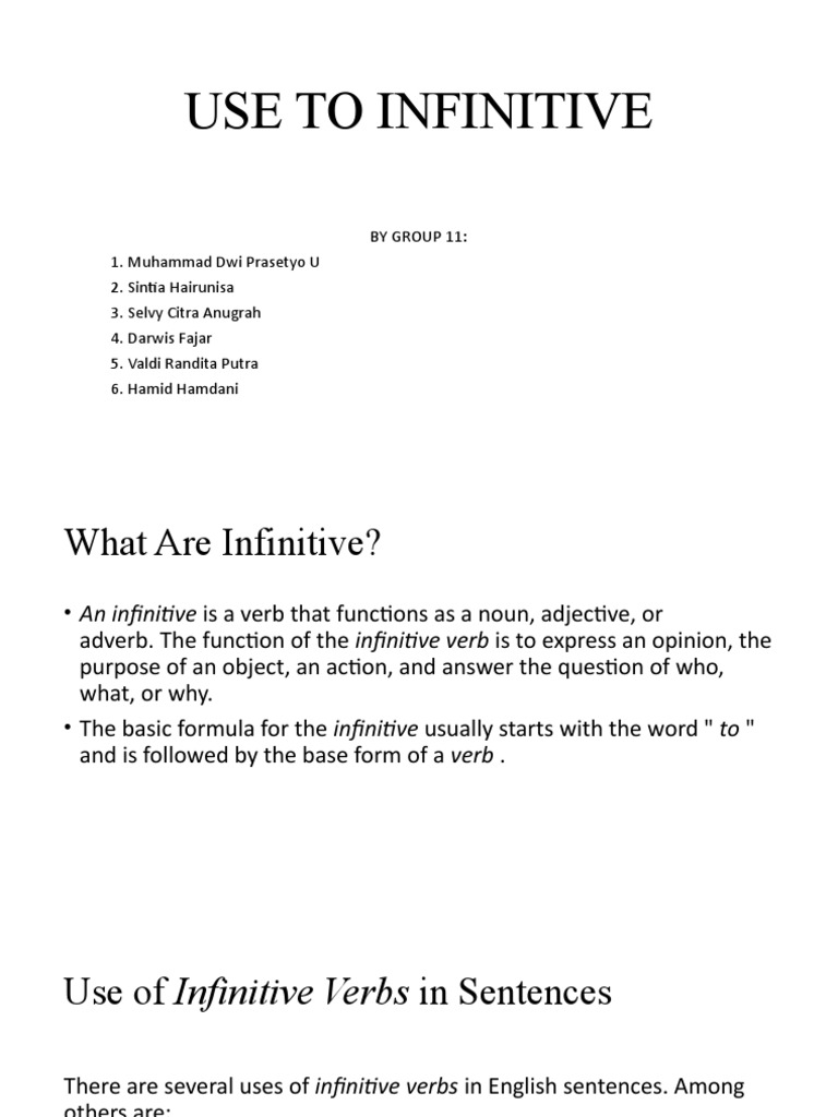 Use To Infinitive | PDF