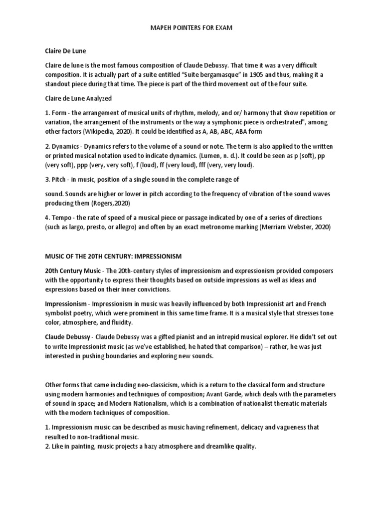 Mapeh Q1 Pointers | PDF