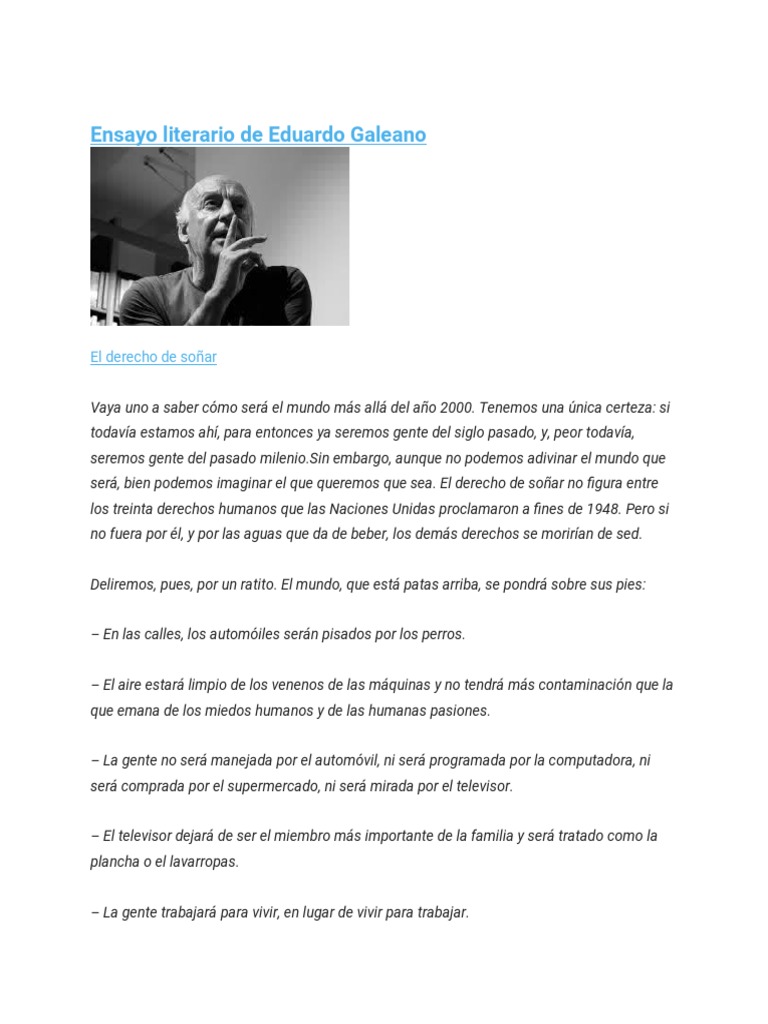 Ensayo Literario Eduardo Galeano | PDF