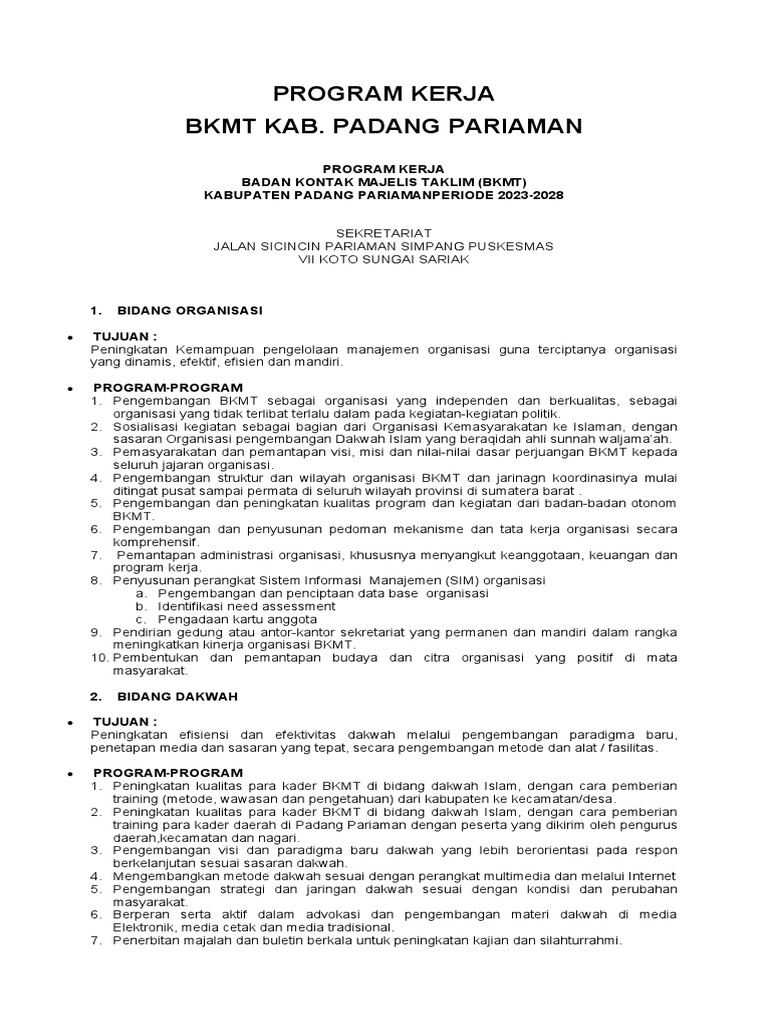 Program Kerja | PDF