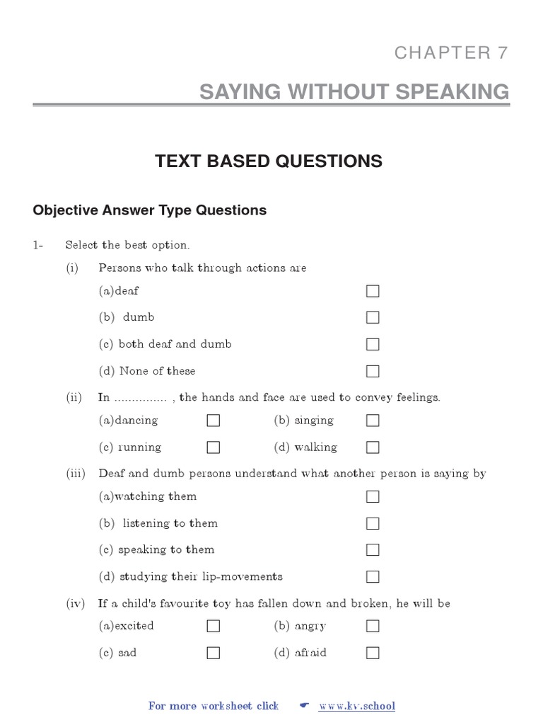 Saying Without Speaking WS | PDF