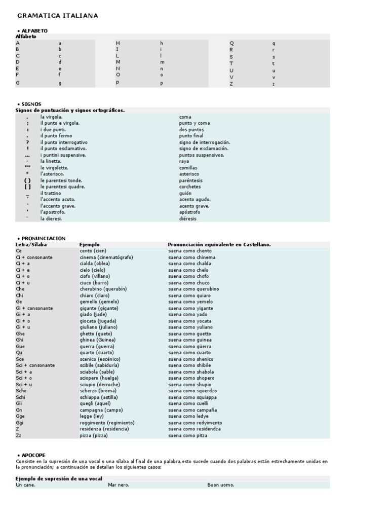Gramatica Italiana | PDF | Mecánica del lenguaje | Los símbolos