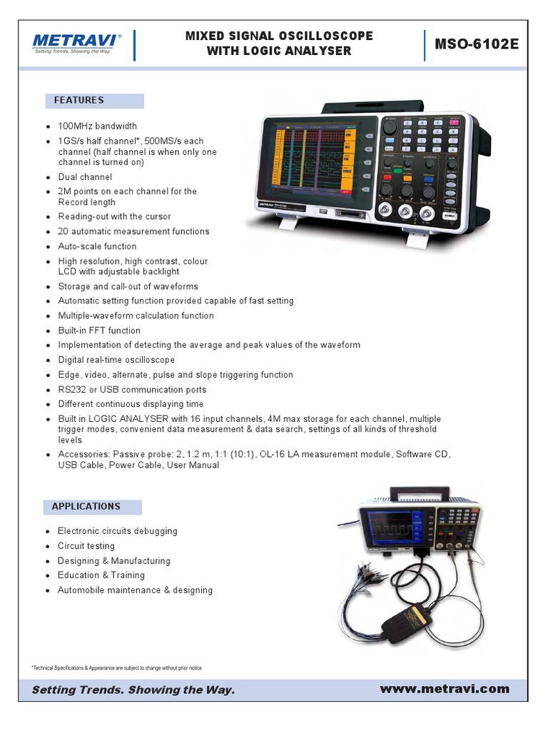 100MHz Mixed Signal Oscilloscope with Logic Analyzer | PDF | Computer Science | Telecommunications