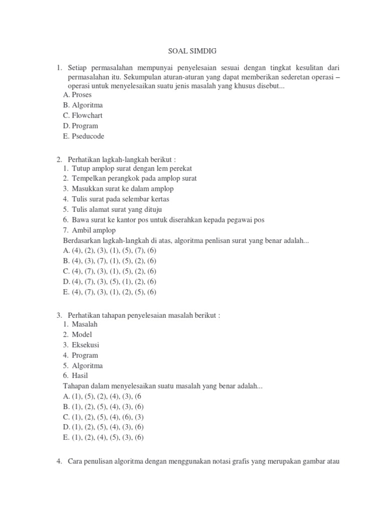 Soal dan Jawaban Simdig Lengkap | PDF | Seni | Komputer