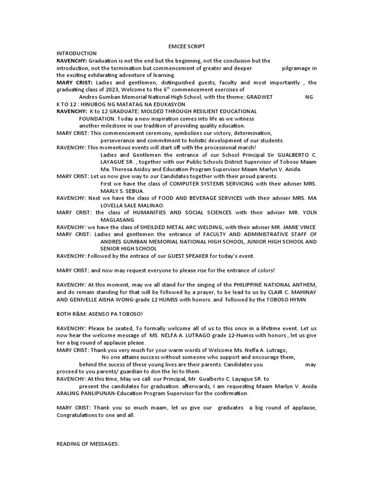 Emcee Script Pdf