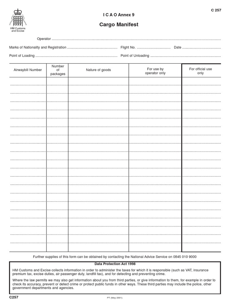 Cargo Manifest: Icaoannex9 | PDF | Customs | Government