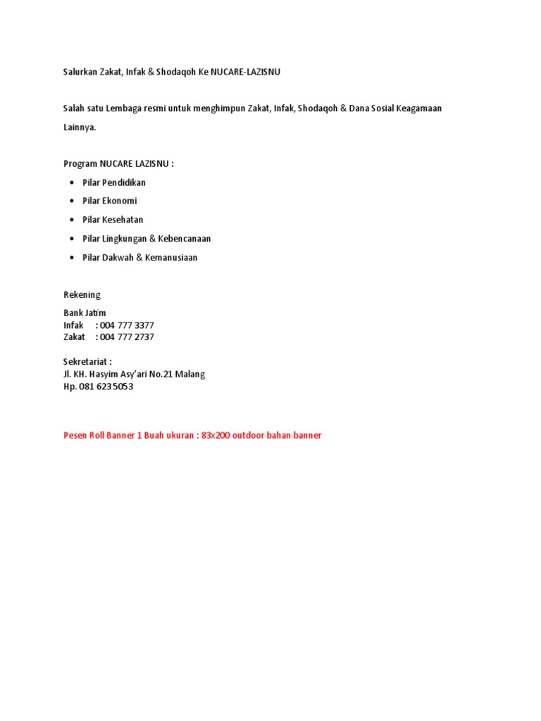 Program Zakat NUCARE-LAZISNU | PDF | Pengembangan Diri | Gaya Hidup