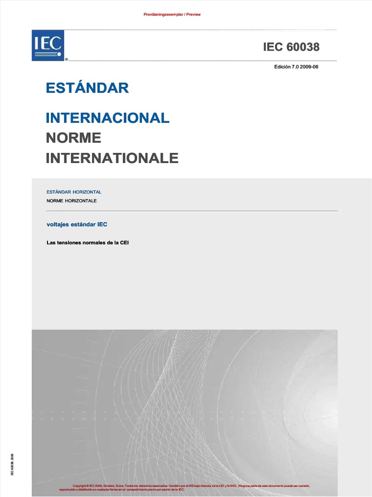 IEC 60038 2009 Es | PDF | Comisión Electrotécnica Internacional ...