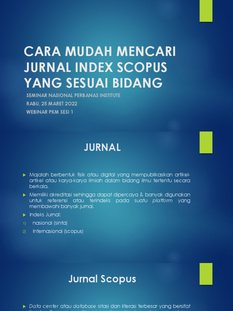 1D. Cara Mudah Mencari Jurnal Index Scopus Yang Sesuai Bidang | PDF