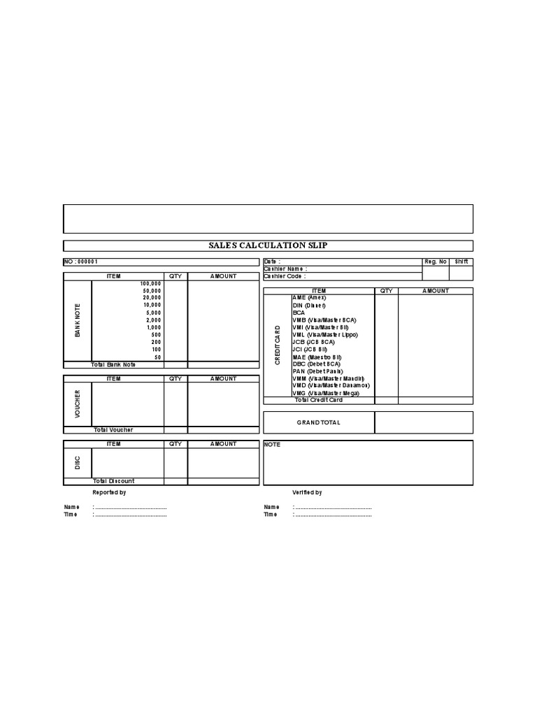 Sales Calculation Slip | PDF
