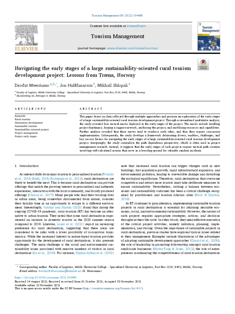 Navigating The Early Stages Of A Large Sustainability Oriented Rural