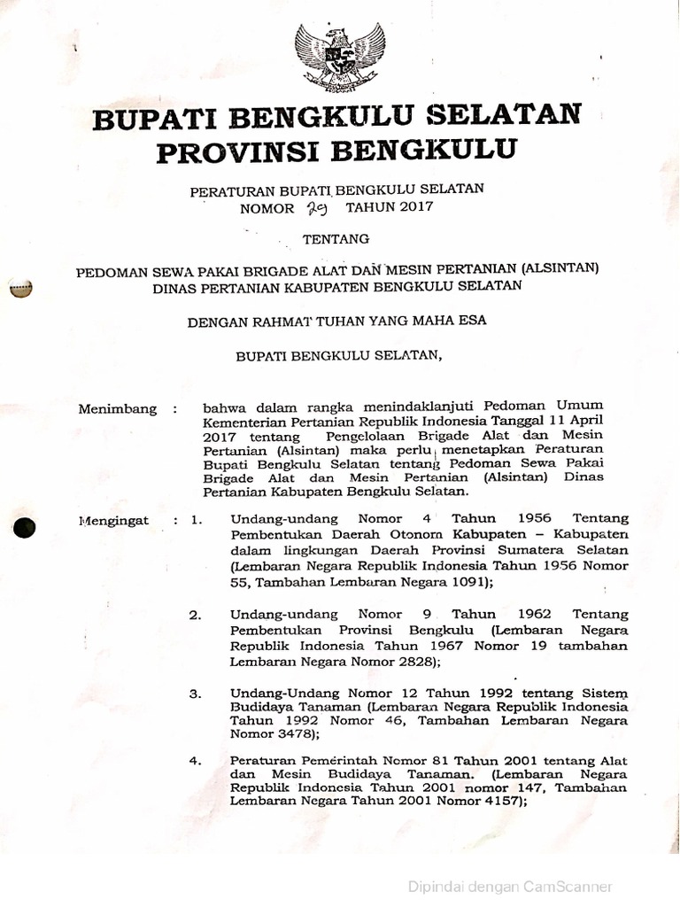 Perbup Brigade Alsintan | PDF