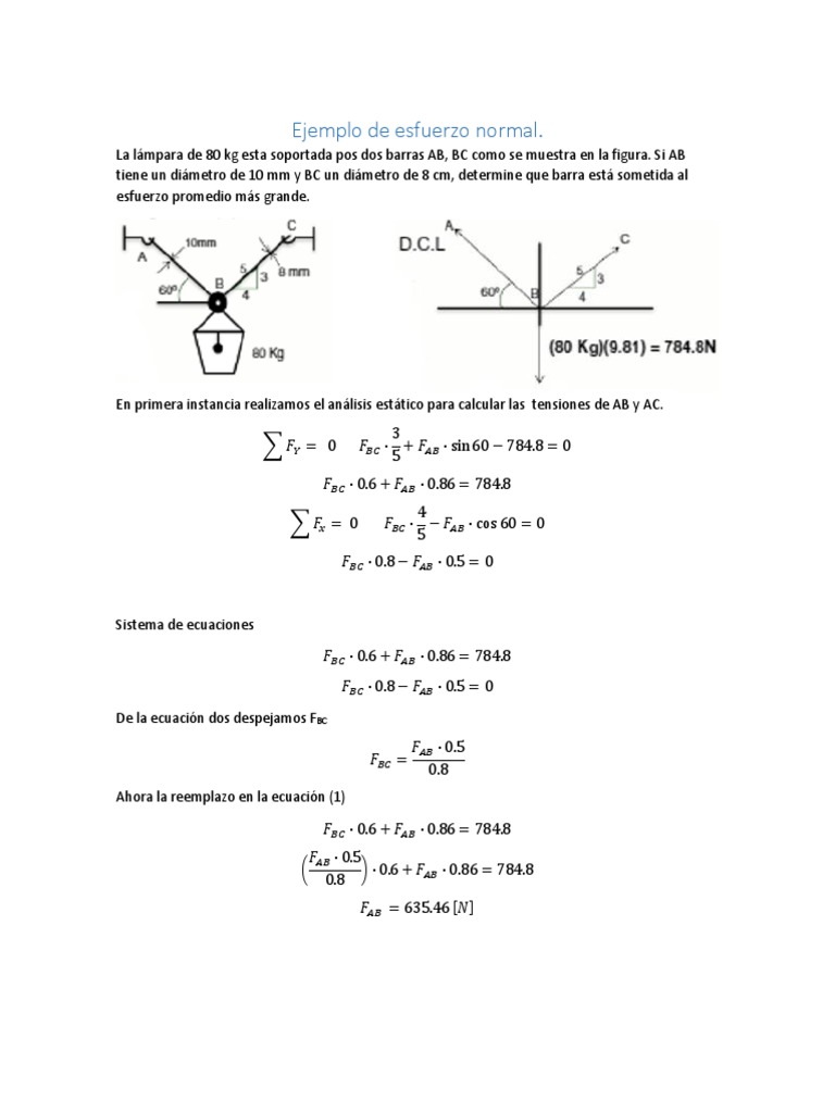 Ejemplo de Esfuerzo Normal Promedio | PDF