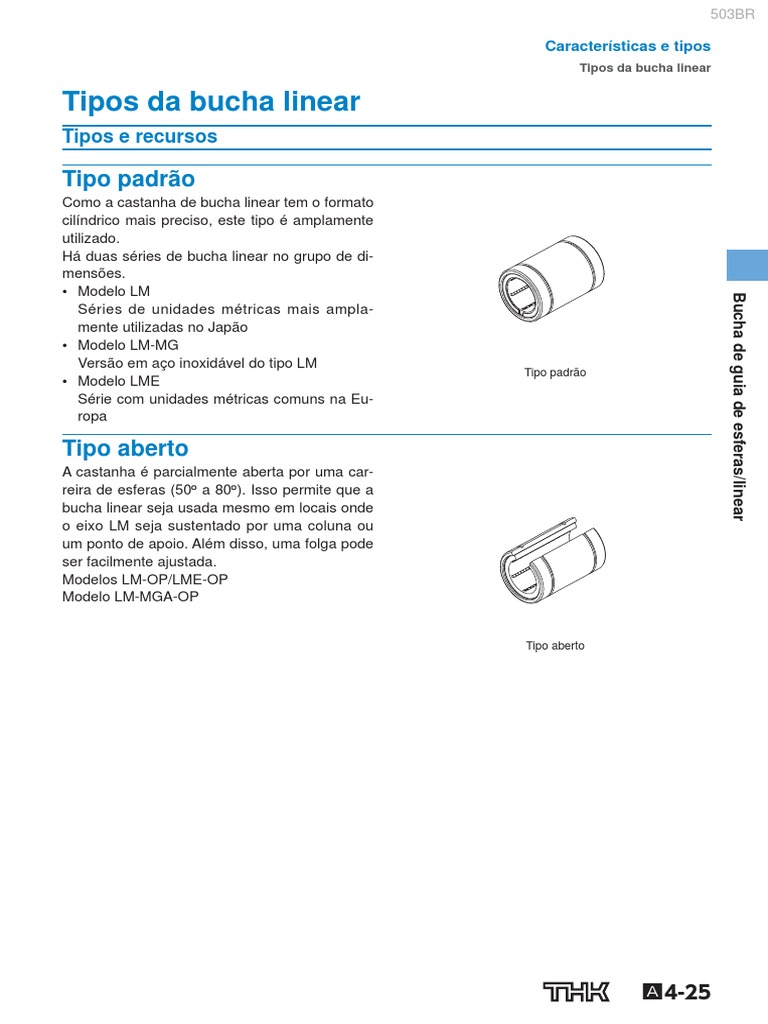 Tipos de Buchas Linear - THK | PDF | Eixo