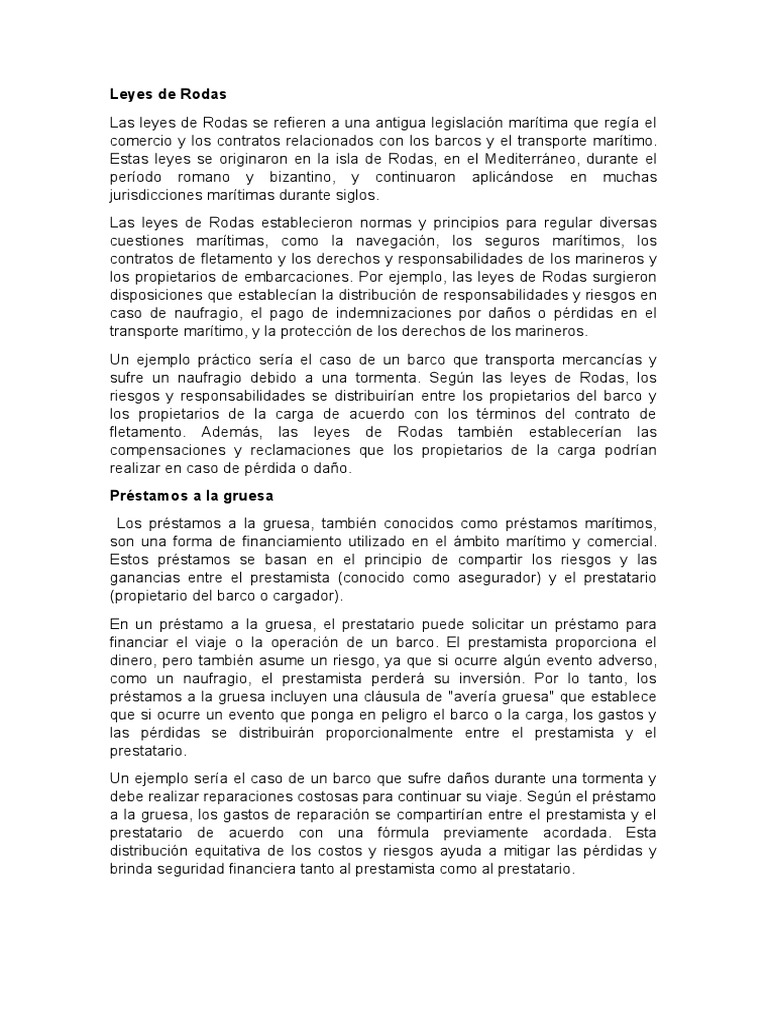 Leyes de Rodas y Préstamos Marítimos | PDF | Cheque | Seguro
