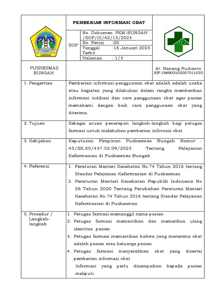 Sop Pemberian Informasi Obat | PDF