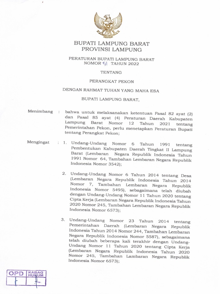 Perbup Nomor 51 Tahun 2022 | PDF