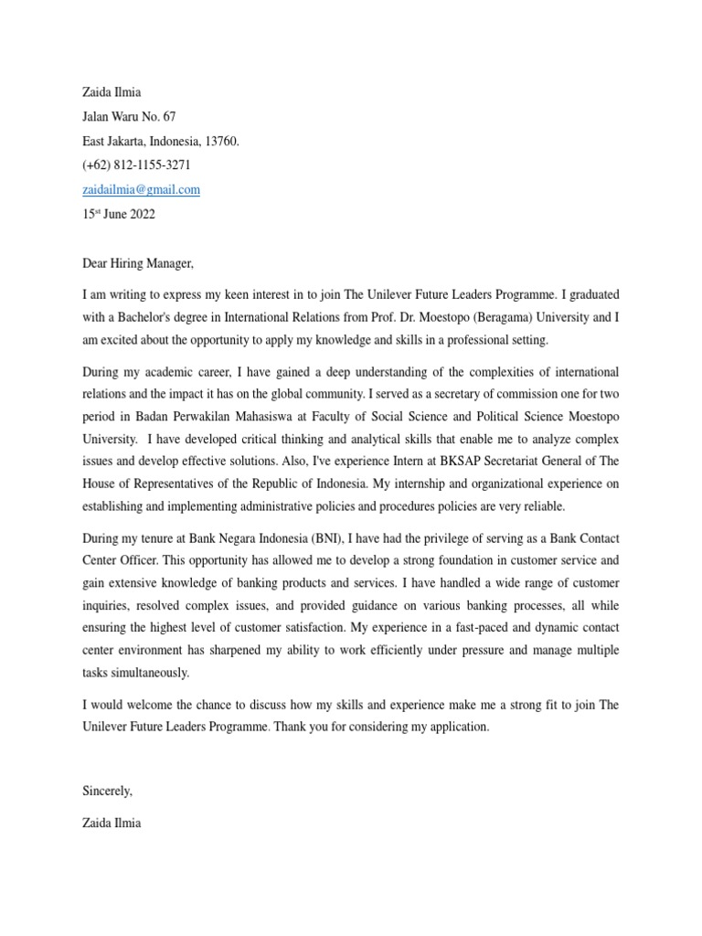Cover Letter example | PDF
