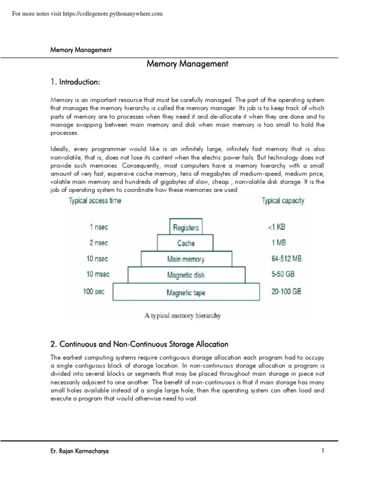 Unit 3 Memory Management | PDF | Computers | Technology & Engineering