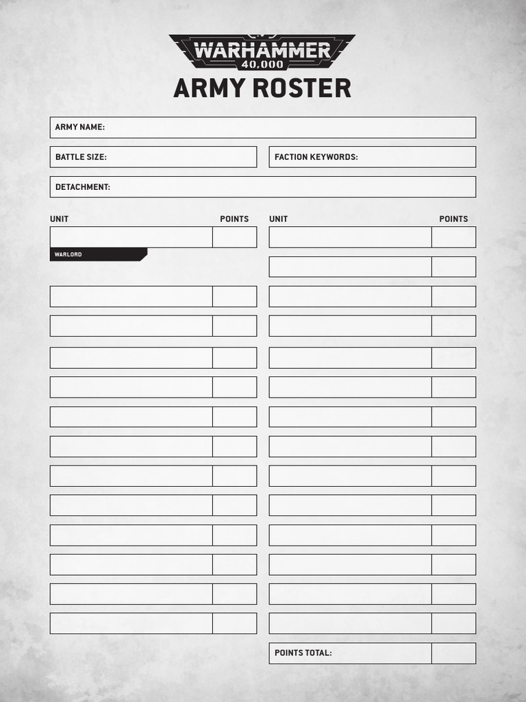 Army Roster WH 40k | PDF