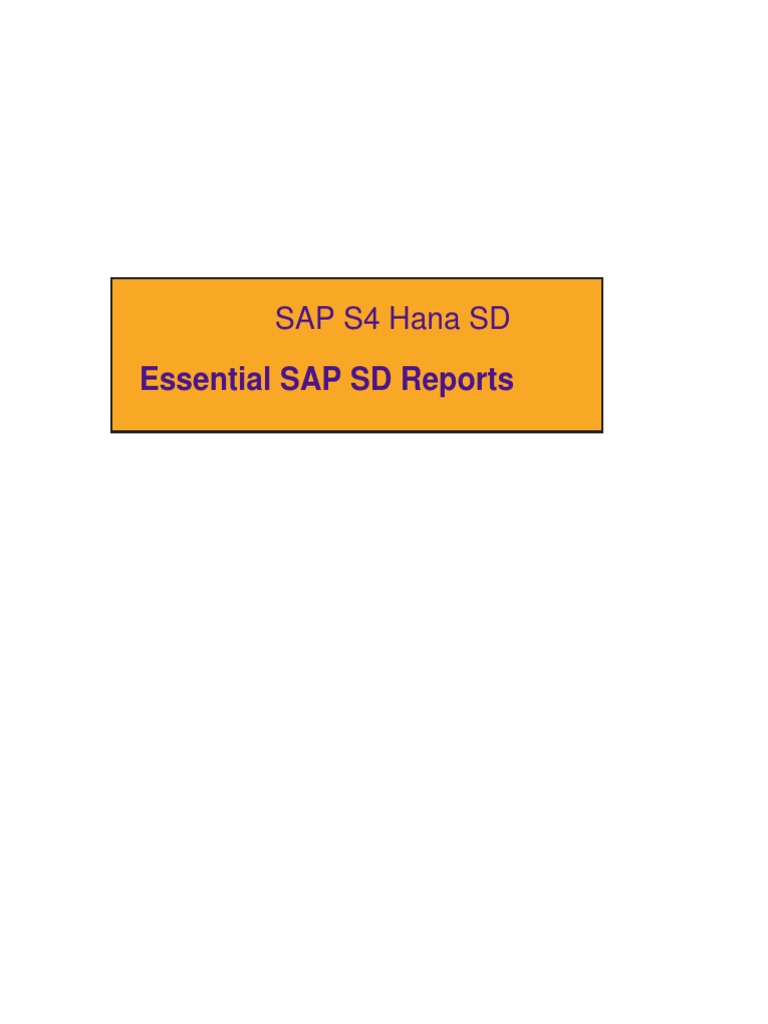 SAP S4 Hana SD Report | PDF | Business | Finance & Money Management