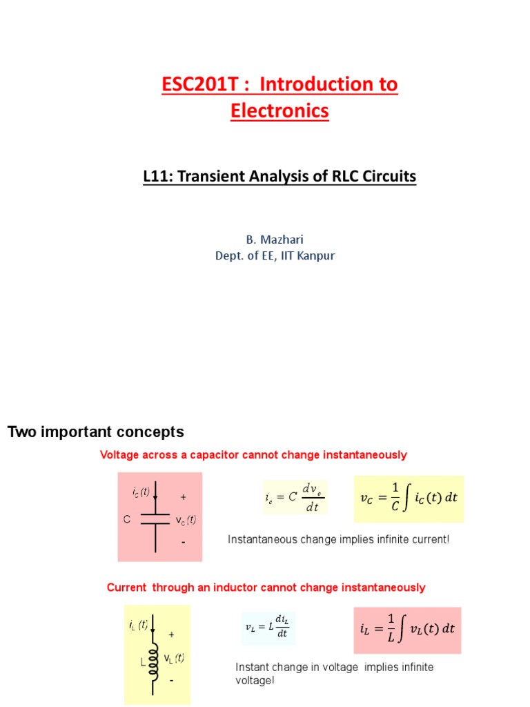 ESC201T L11 RLC Circuits | PDF | Electricity | Materials Science