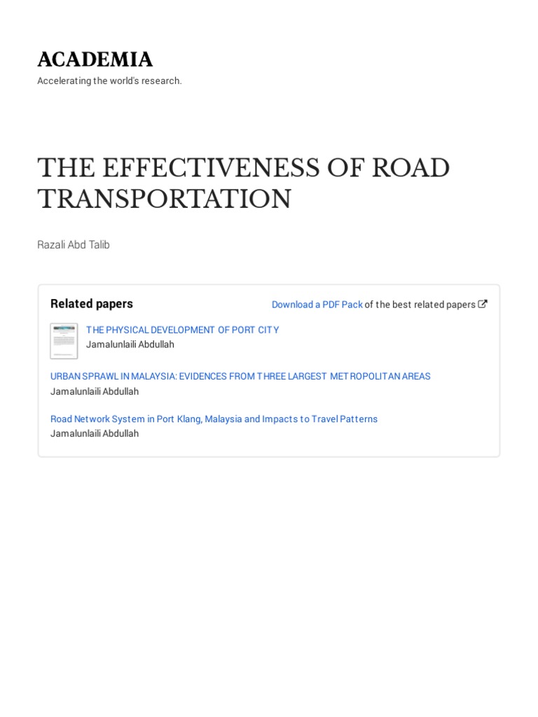 045 THE EFFECTIVENESS OF A ROAD TRANSPORTATION NETWORK SYSTEM IN A PORT ...